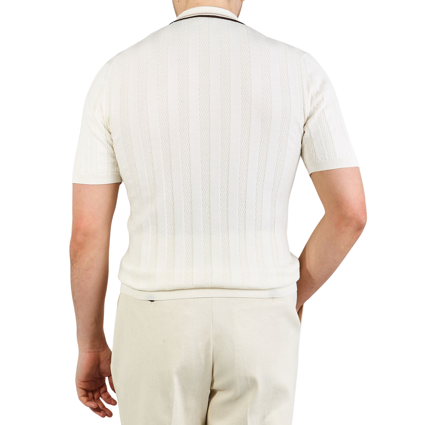 Altea Cream Knitted Cotton Polo Shirt Baltzar